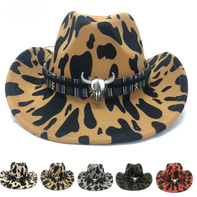 Cowboy Hat – Wild Cow Print With Western Bull Badge – House of Hats